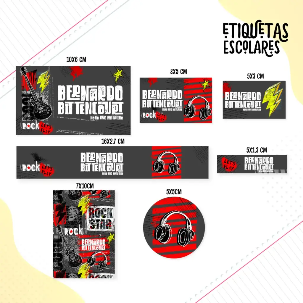 Etiqueta Escolar Rock Menino