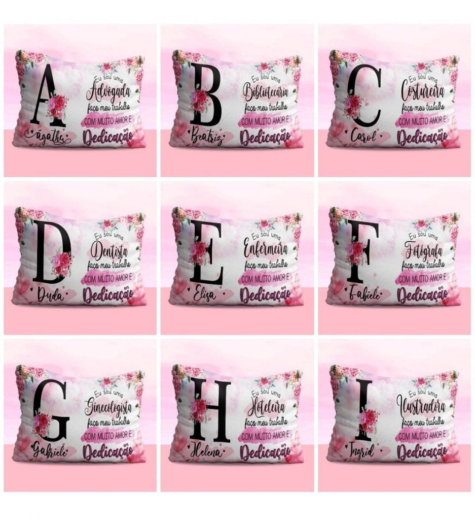 Artes Caneca Almofada Alfabeto Floral Profissões Em Corel