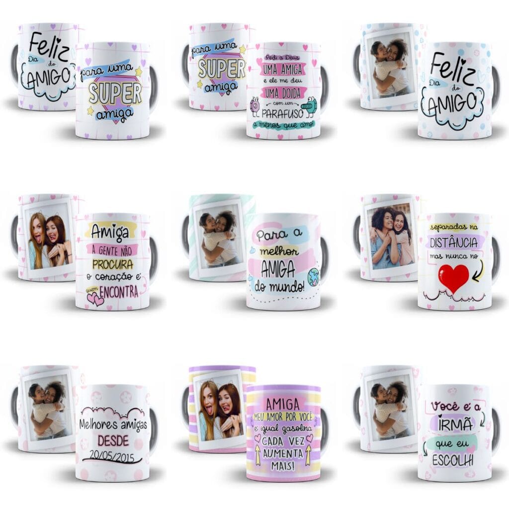 Artes Caneca Amizade Amigas Editáveis em Corel Draw