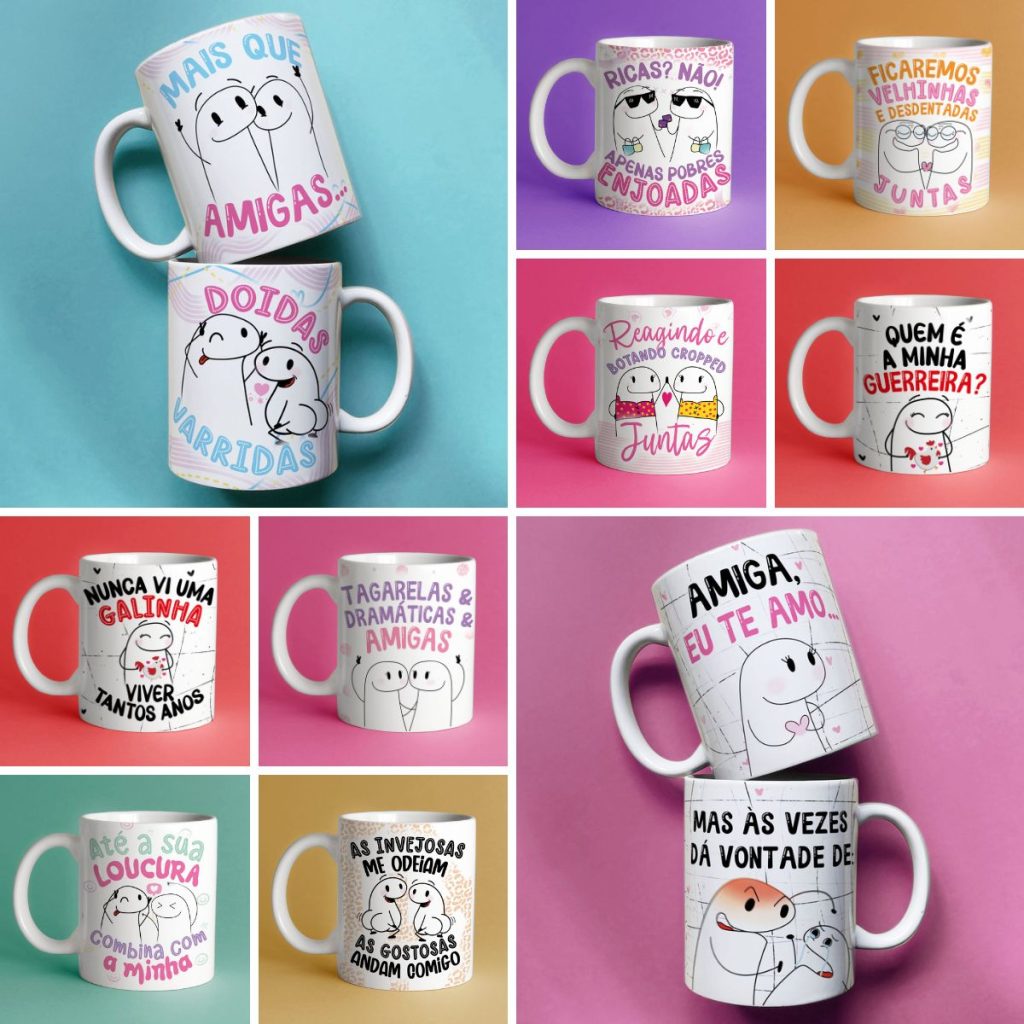 Kit Digital Amigas Flork Frases Engraçadas Amizade P Caneca | Ilustrei ...