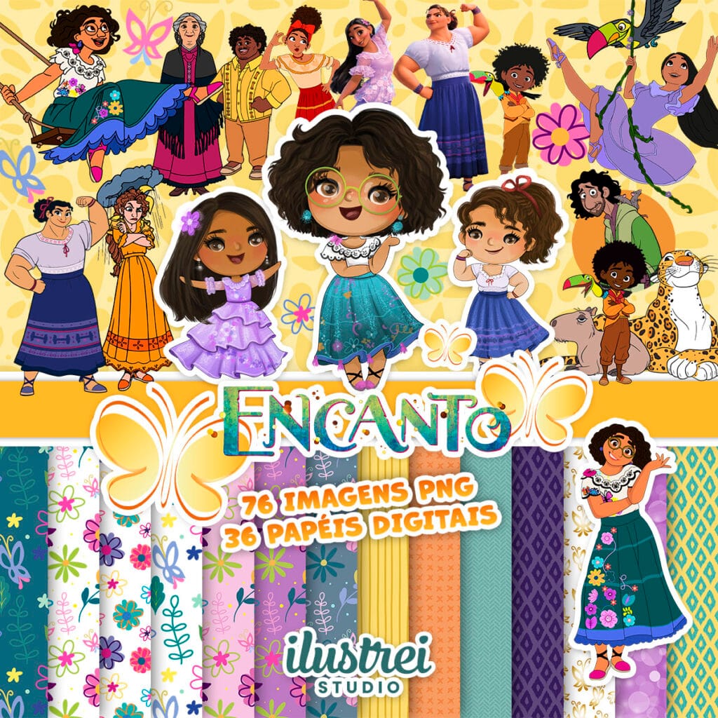 Kit Digital Disney Encanto Floral Família Madrigal Png Artes