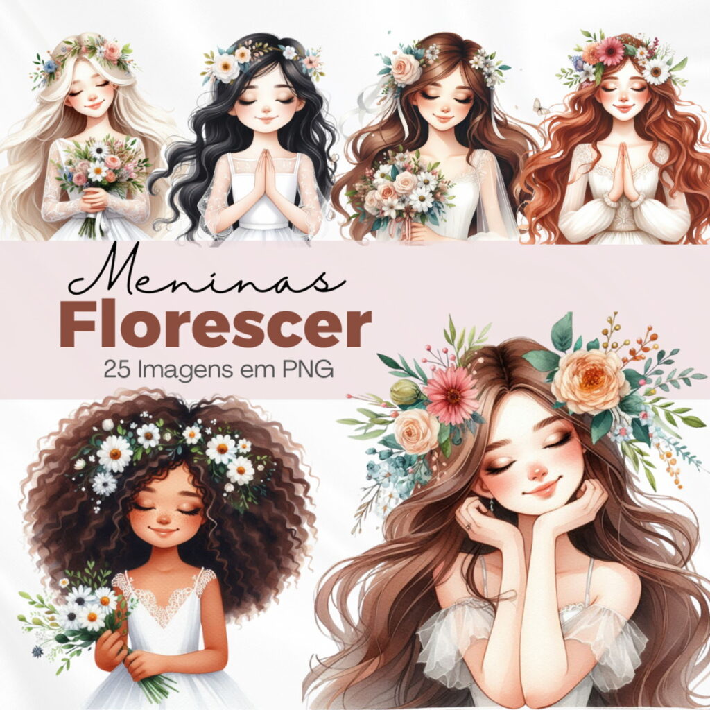Kit Digital Florescer Meninas Png sem Fundos