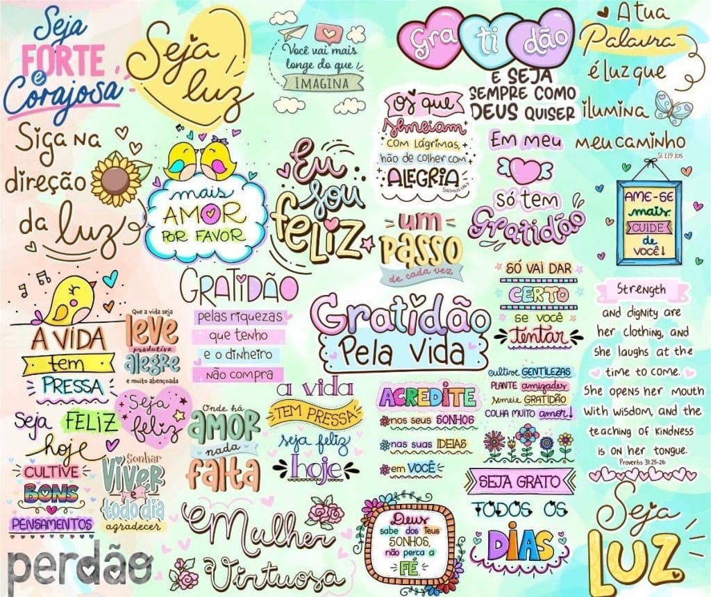 Kit Digital Frases Motivacionais Força Superação Lettering