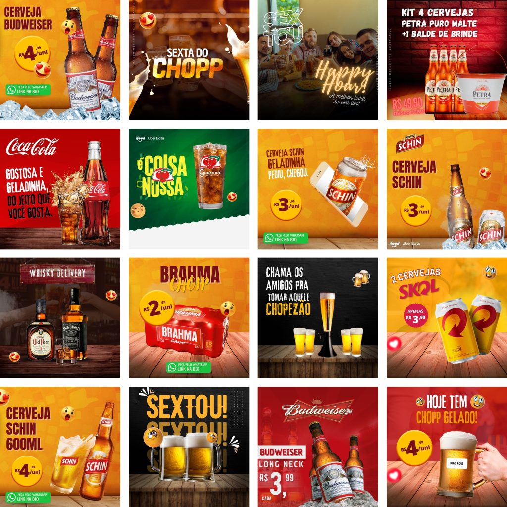 Pack Canva Bebidas Bar Cervejaria Template Canva 30 Artes + Bônus ...