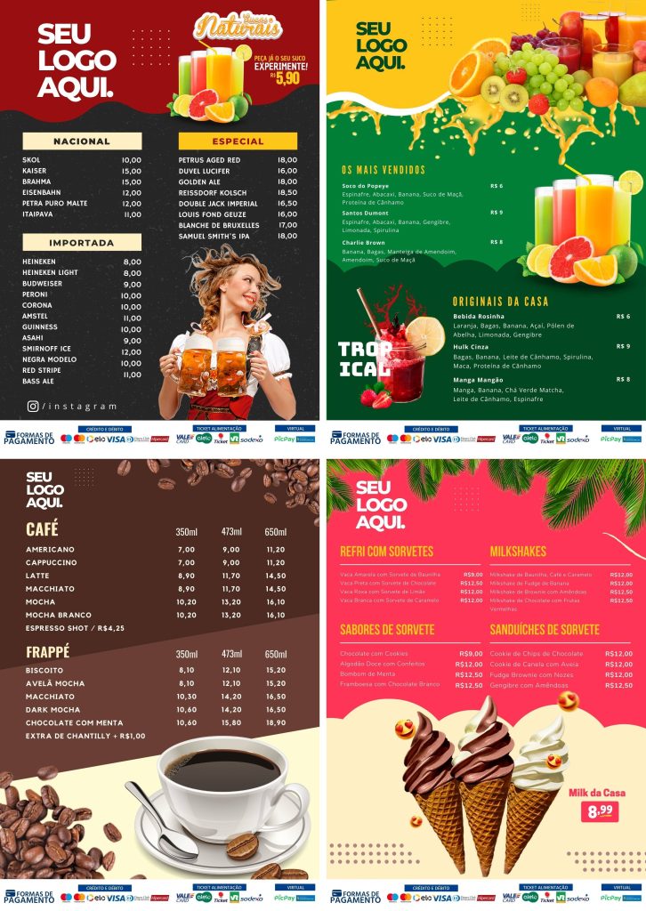 Pack Canva Cardápios Menus Template Canva 10 Artes | Ilustrei Studio