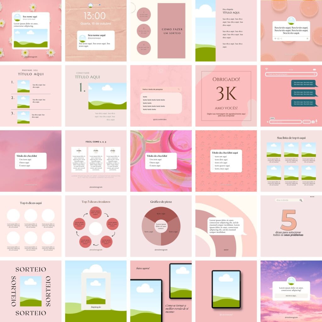 Pack Canva Feed Post Instagram 3.0 Template Canva 100 Artes + Bônus ...